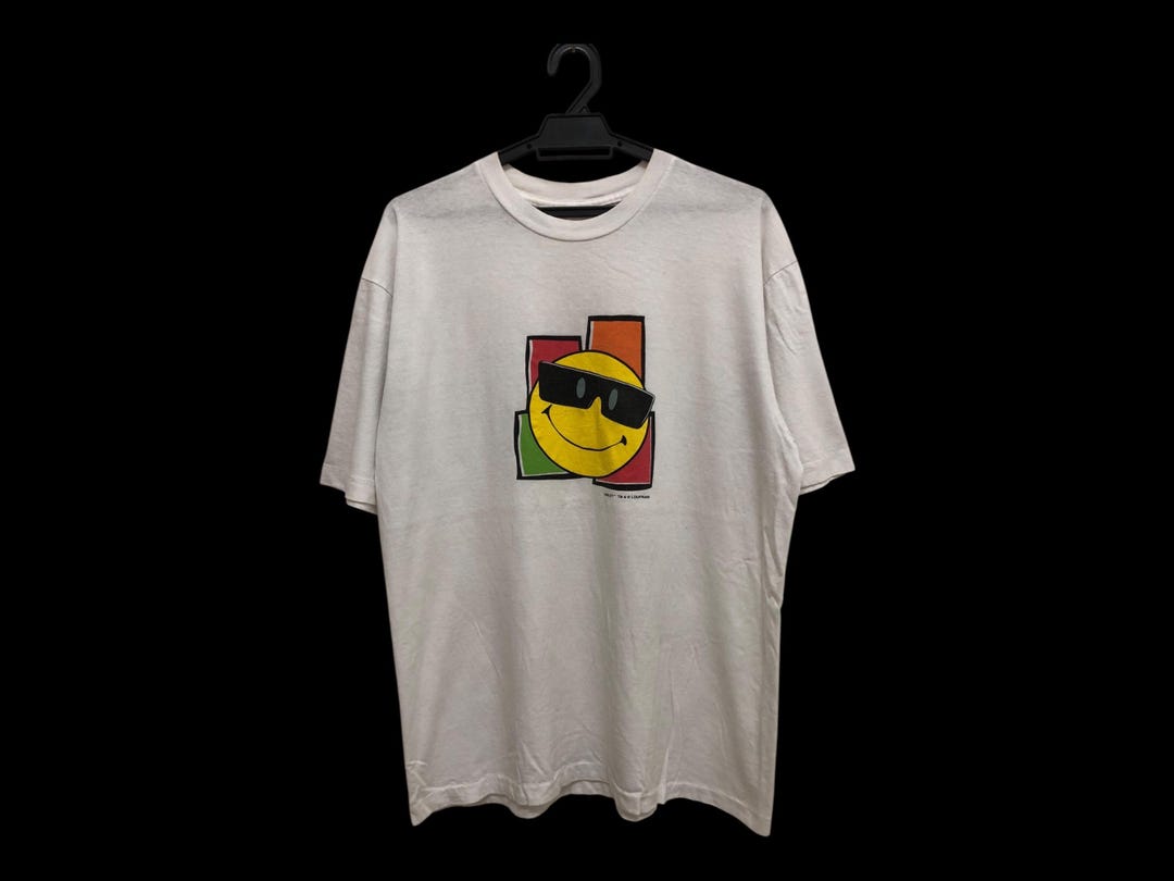 Vintage 90s SMILEY by LOUFRAINI Acid Smiley Face Graphical Tee Rave ...
