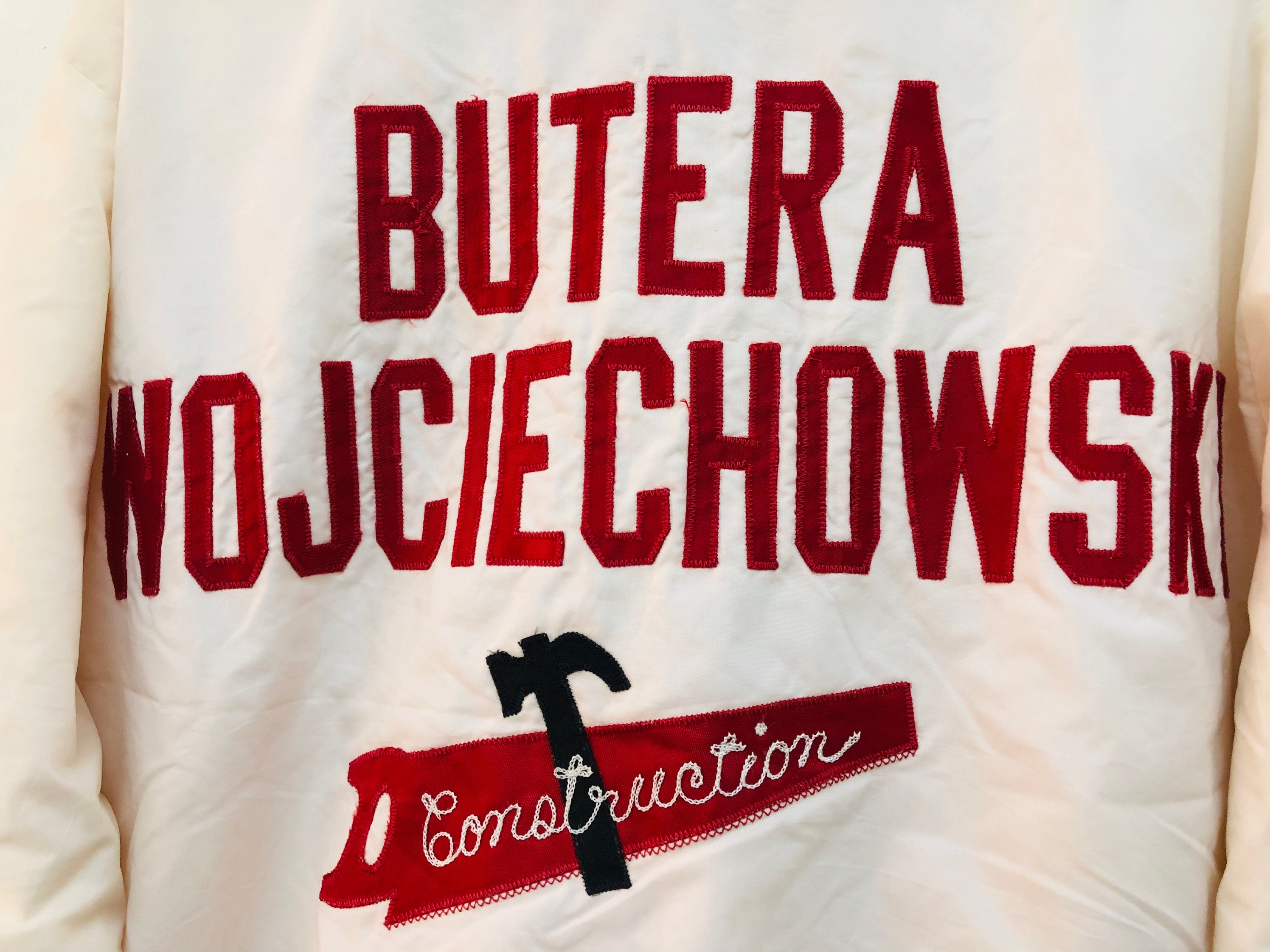 Vintage 70s 80s BUTERA WOJCIECHOWSKI Construction Nylon Varsity Jacket ...