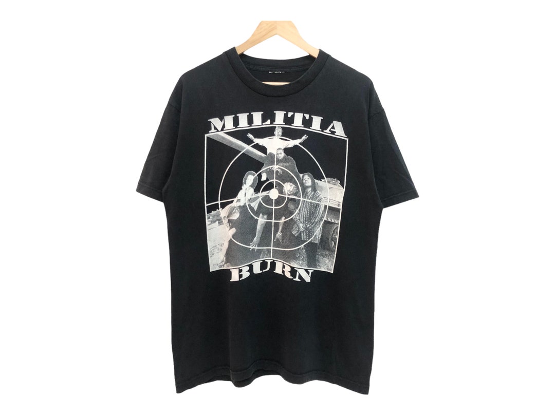 Vintage 90s MILITIA Burn Album Promo Tee Hip Hop Rap Tee Rare Lyrical ...