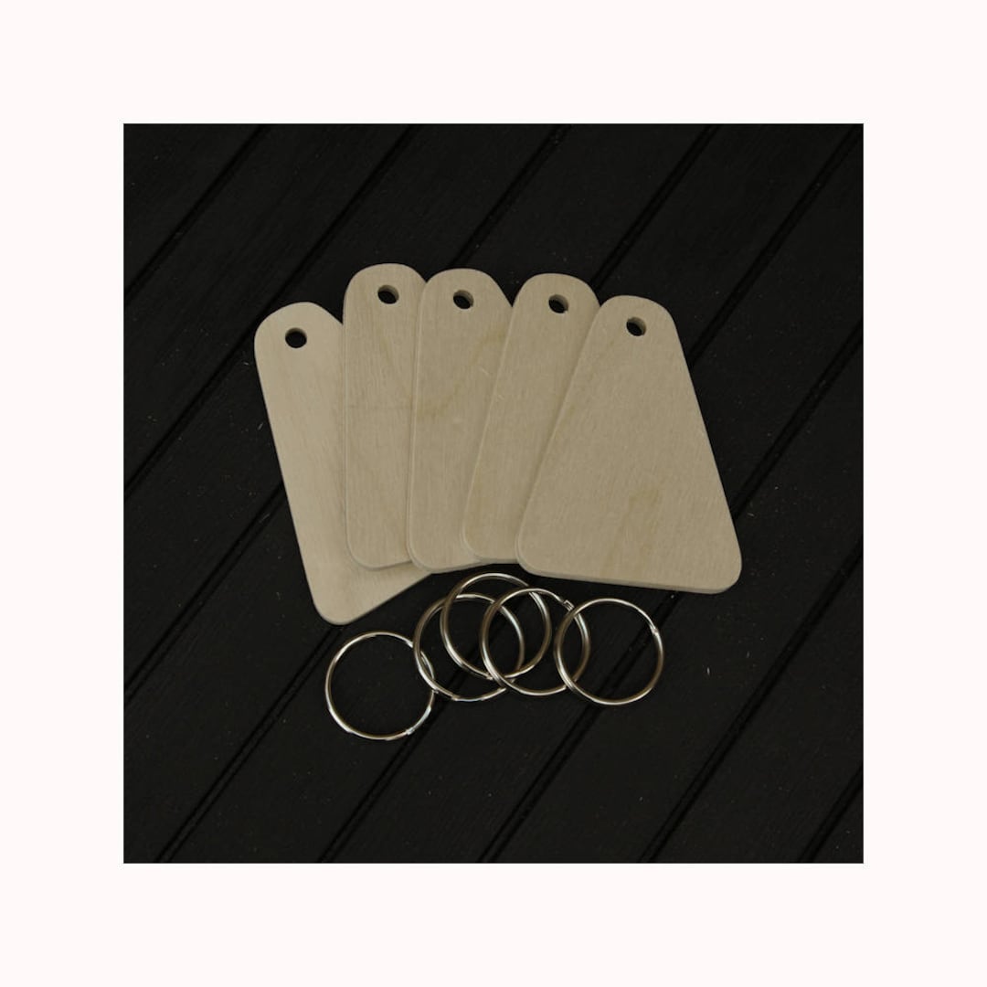 10 Pyrography Birch Plywood Triangular Key Fob Blanks With Nickel Key ...