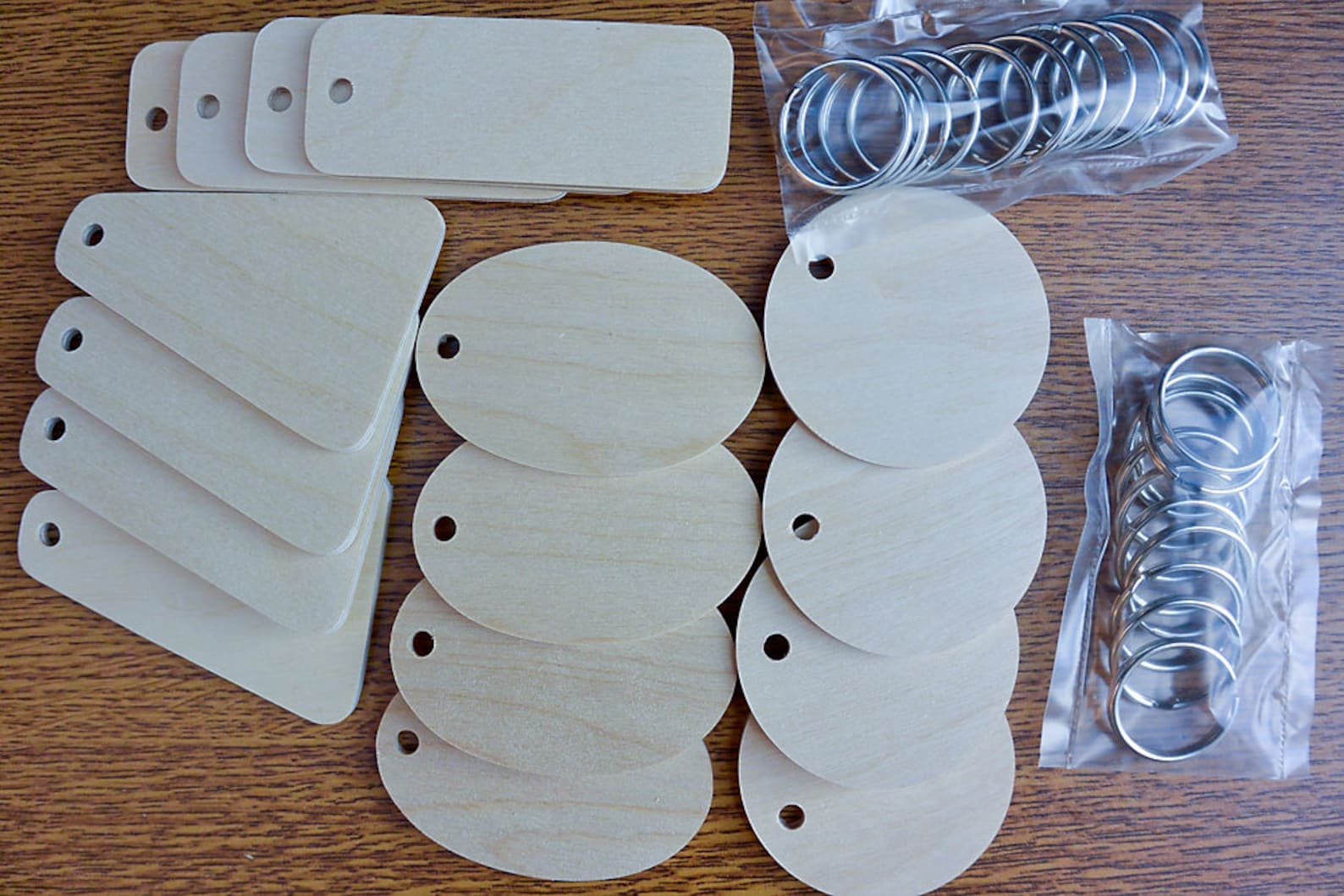 16 Assorted Birch Plywood Key Fob Blanks With Nickel Key Rings - Etsy
