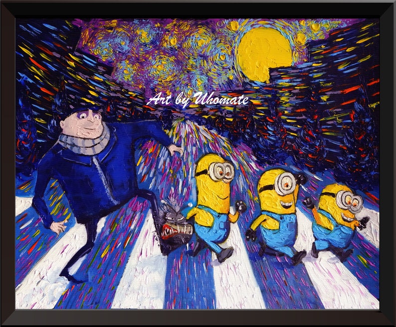 Minions Starry Night Canvas Print: Despicable Me, Beatles Inspired Wall ...