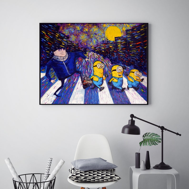 Minions Starry Night Canvas Print: Despicable Me, Beatles Inspired Wall ...