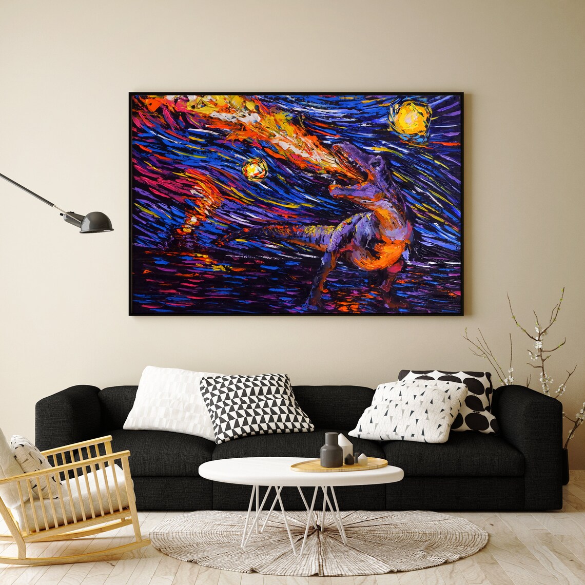 Vincent Van Gogh Starry Night Posters T-rex Dinosaur the | Etsy