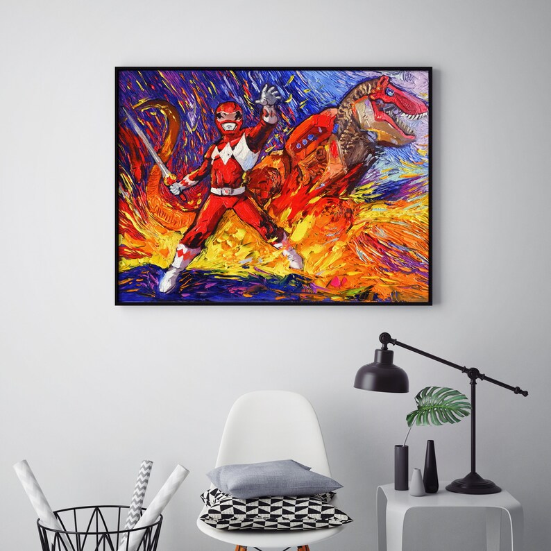 Van Gogh Starry Night Style Power Ranger Canvas Print - Etsy