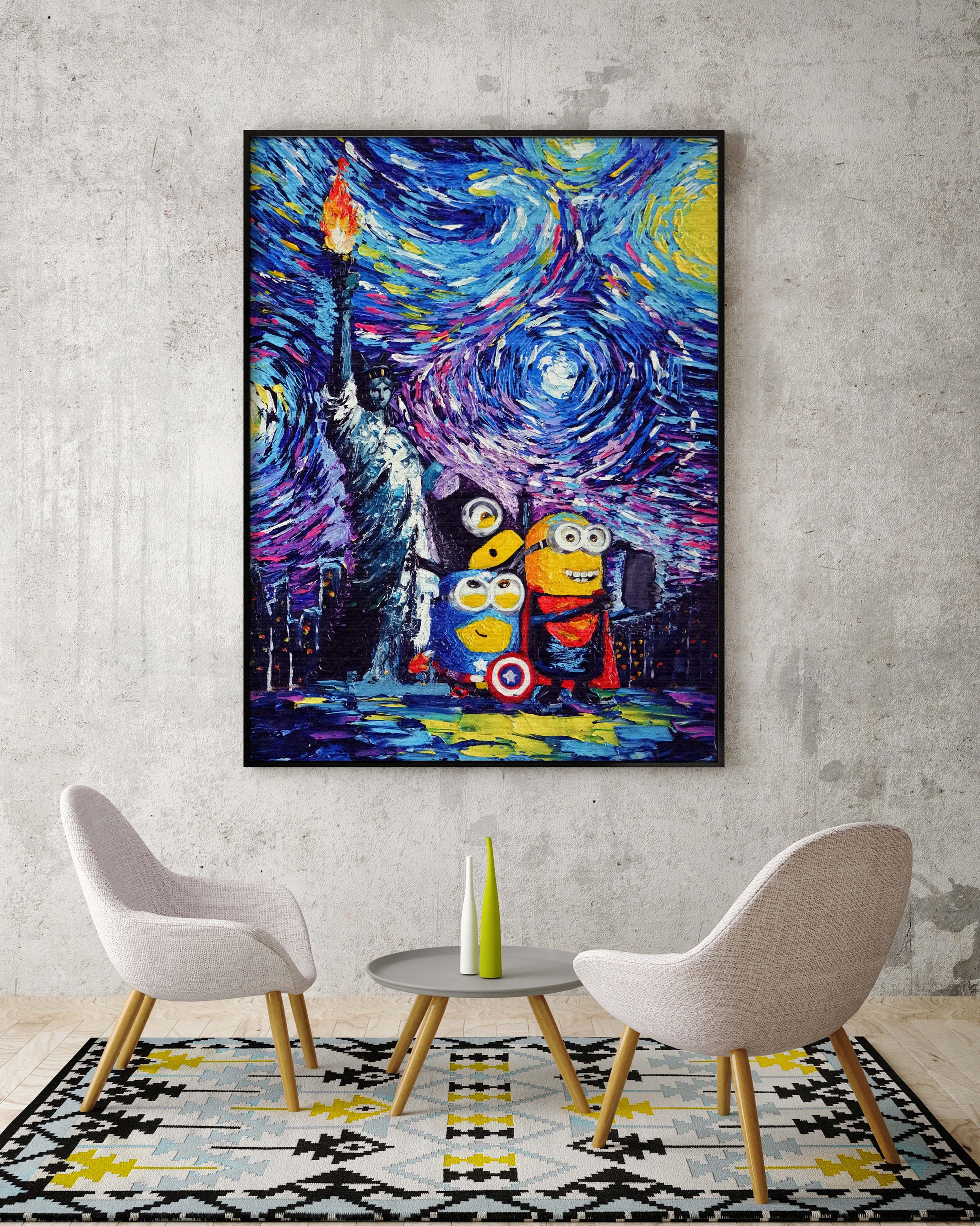 Van Gogh Starry Night Minions Canvas Print - New York City Skyline - Etsy