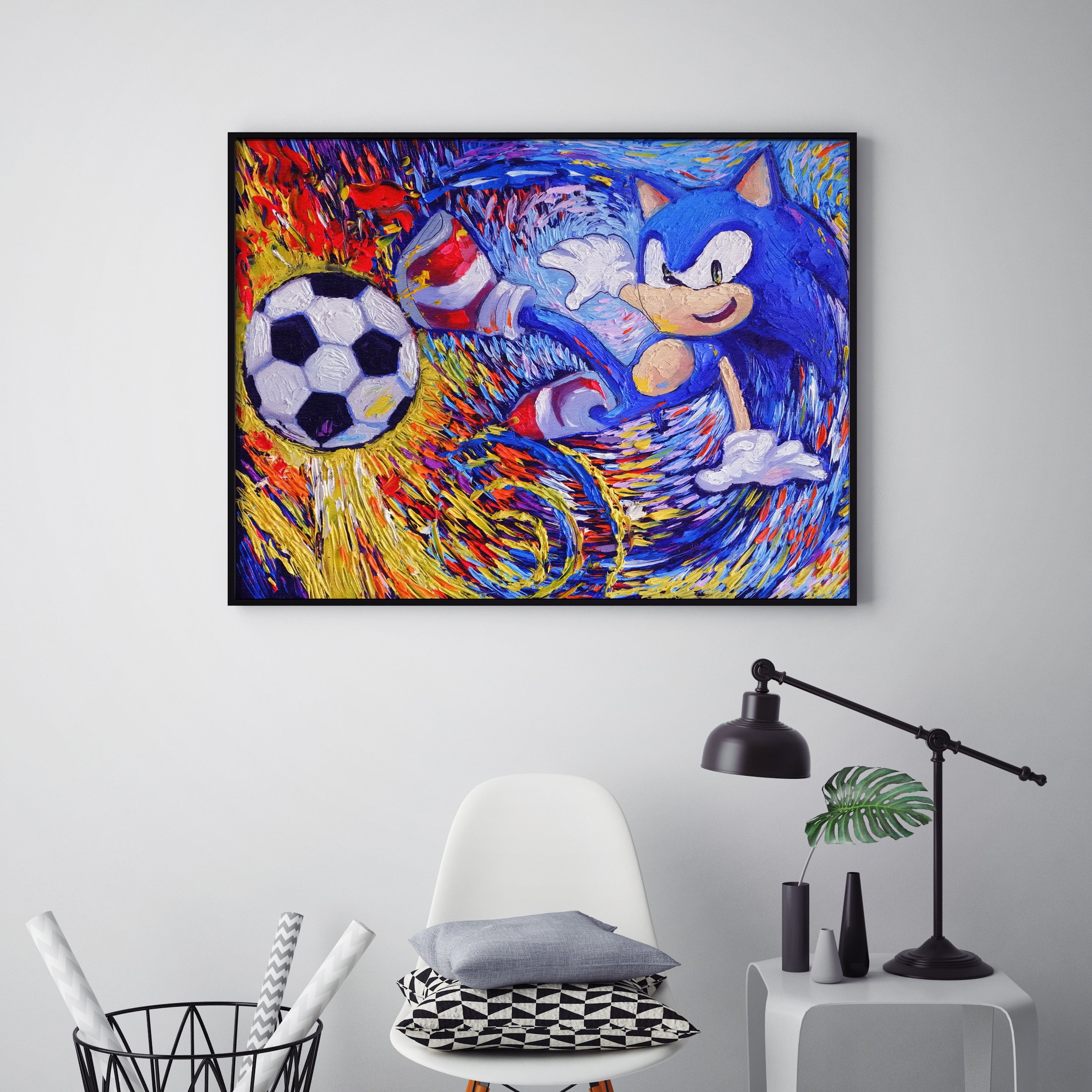 Sonic the Hedgehog Soccer Art Print: Van Gogh Starry Night Style ...