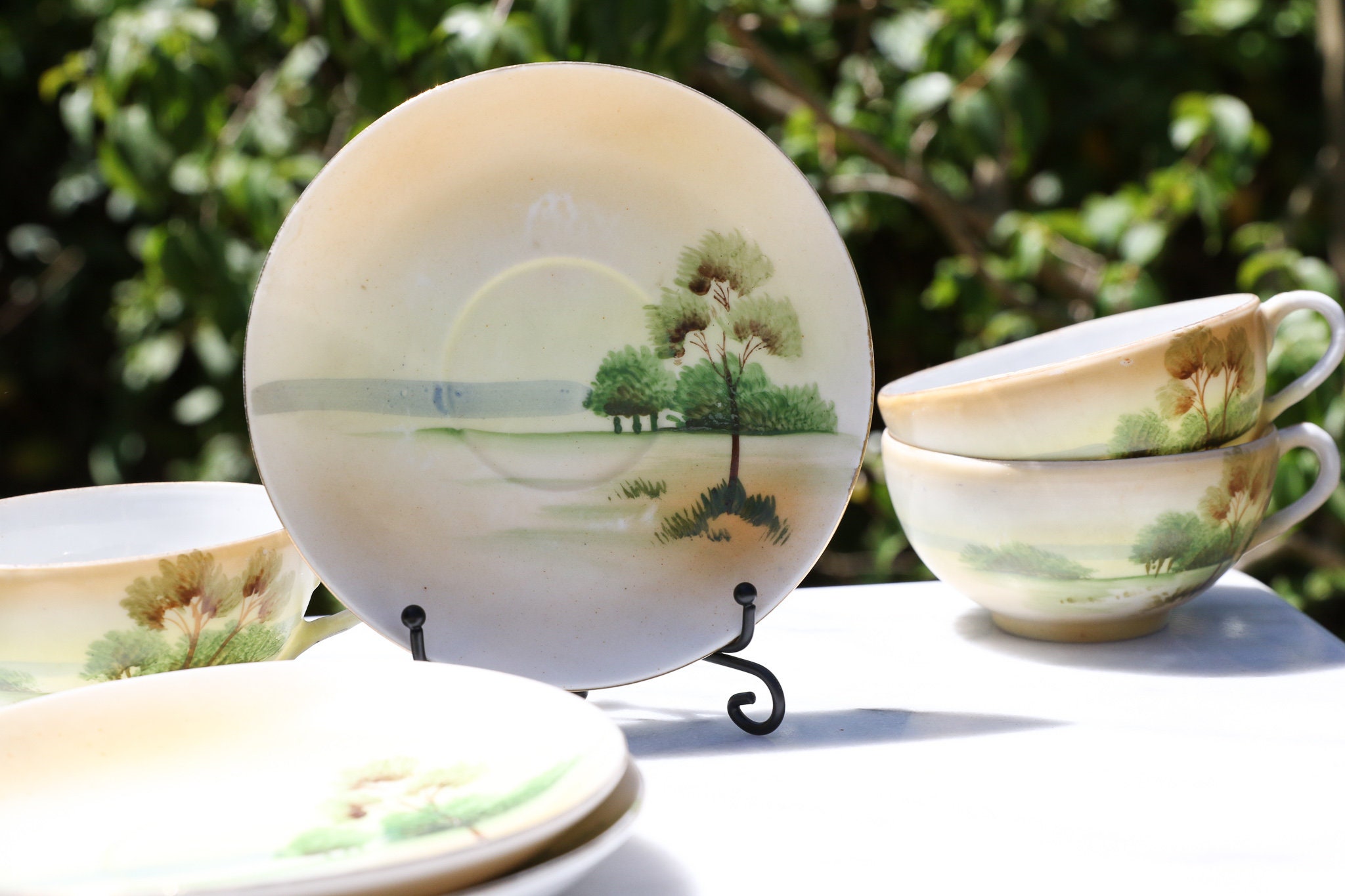 Vintage Chikaramachi Hand Painted Tea Cups and Saucers Set of 3 Made in ...