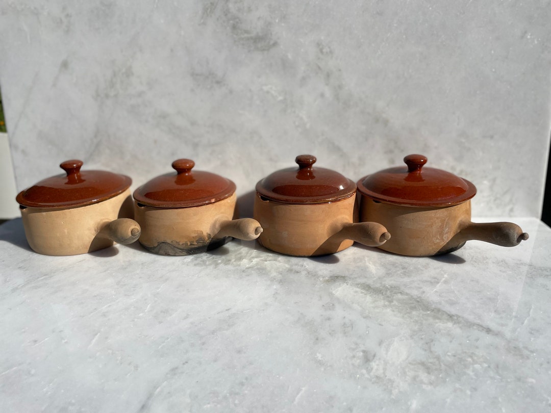 Vintage French Terracotta Individual Cooking Pots - Set of 4 - Etsy