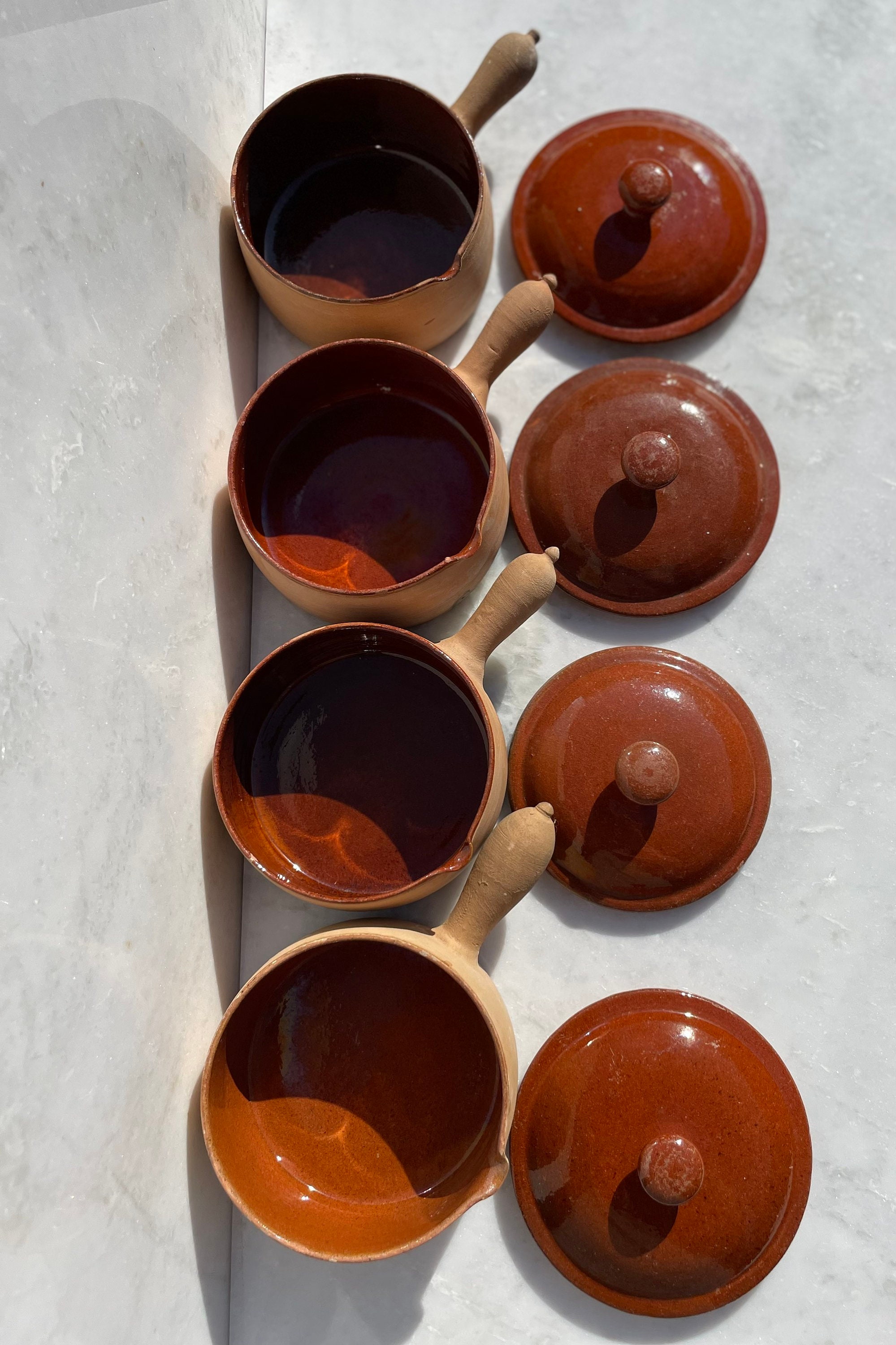 Vintage French Terracotta Individual Cooking Pots Set of 4 - Etsy