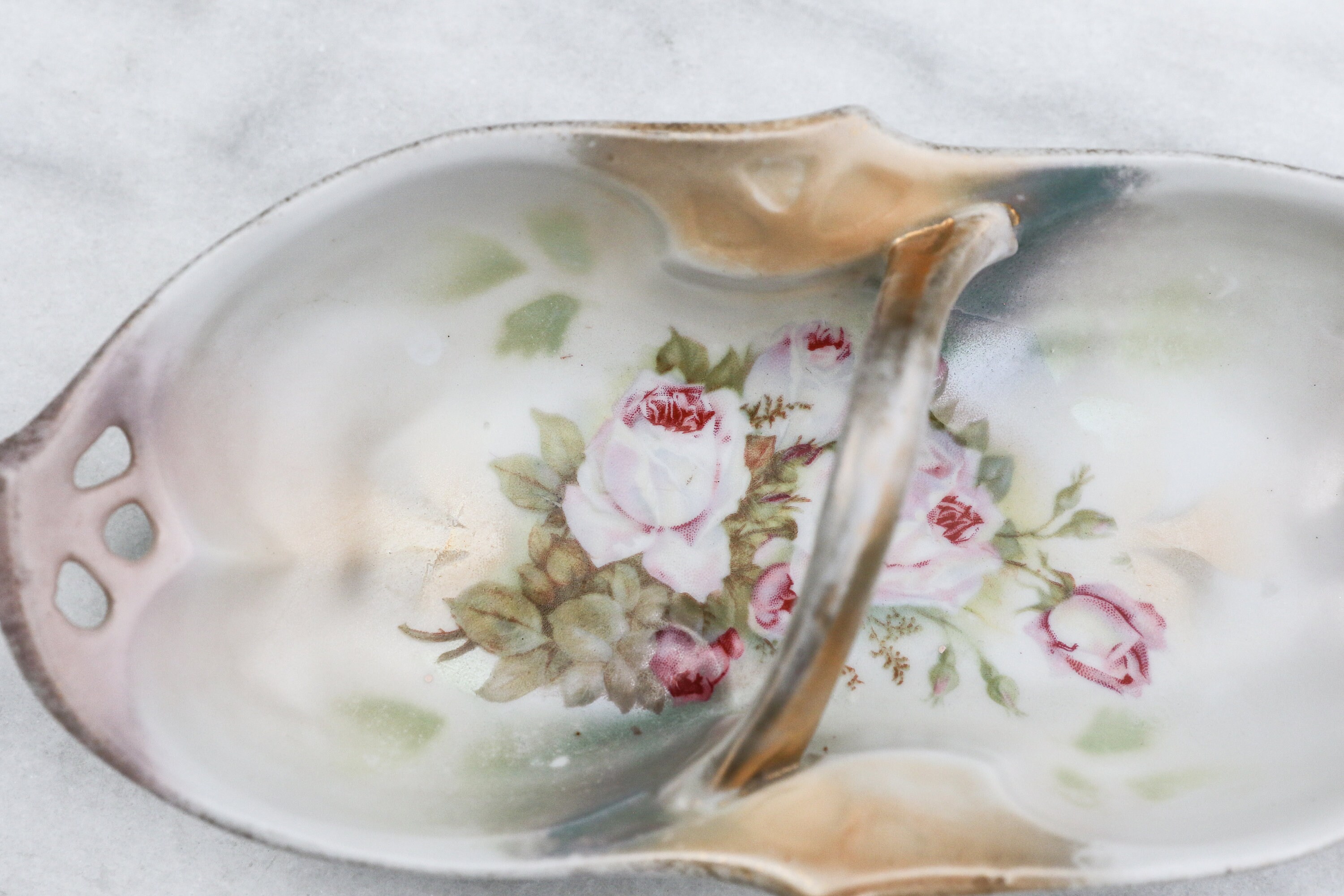 IPF German Lusterware - Pink Rose Dish With Handle - Etsy
