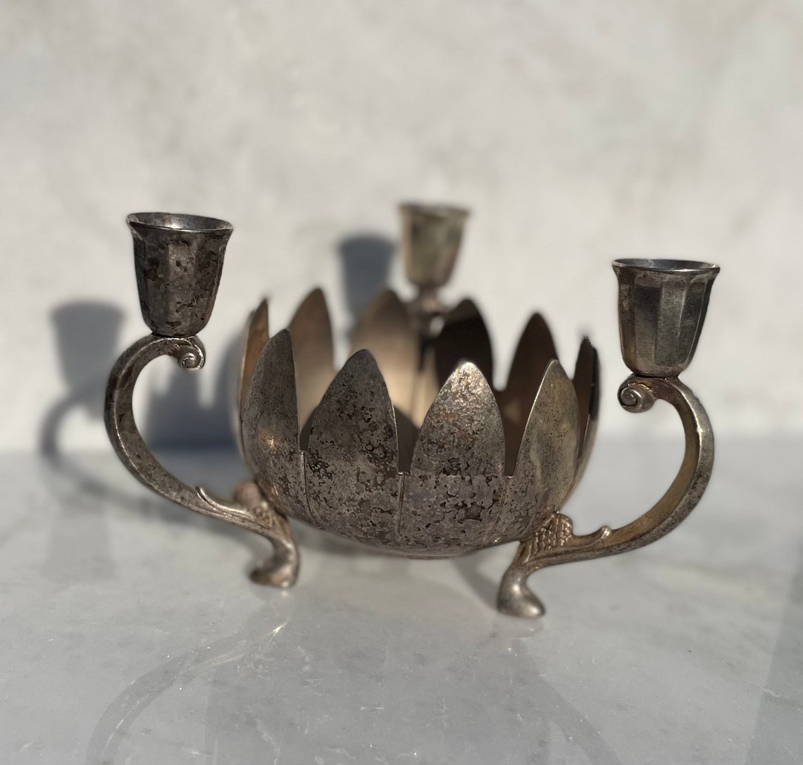 Vintage FBR Silver Plate Lotus Bowl Candelabra - Made in Italy - Etsy