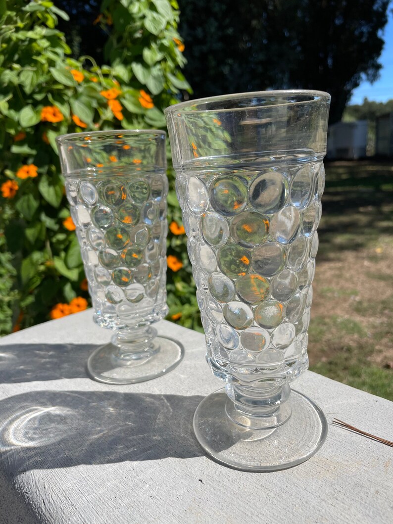 Vintage Bubble Glass Water Goblets Set Of 2 Etsy