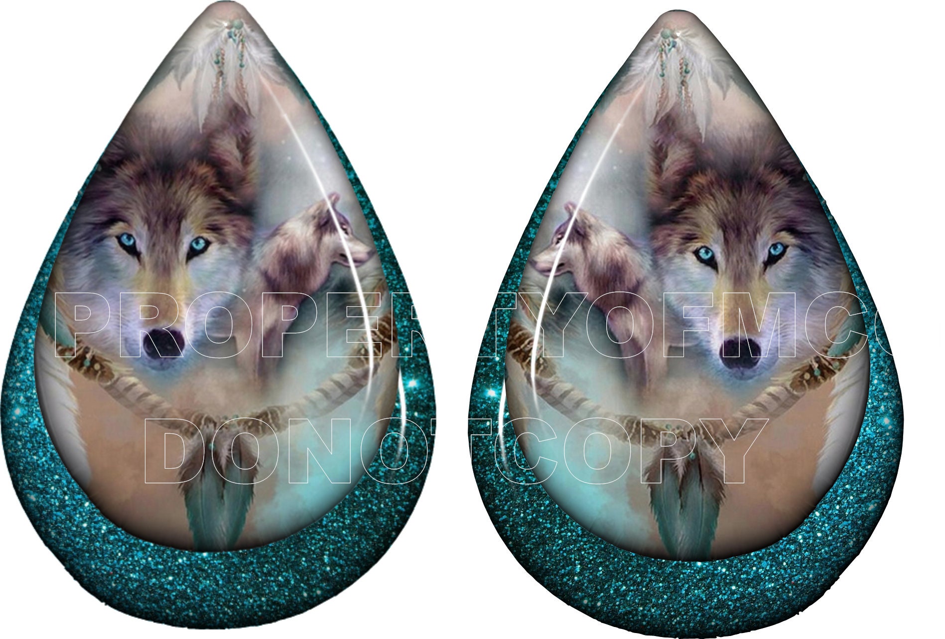 Wolf Dreamcatcher Glitter 3d Teardrop Sublimation Design - Etsy