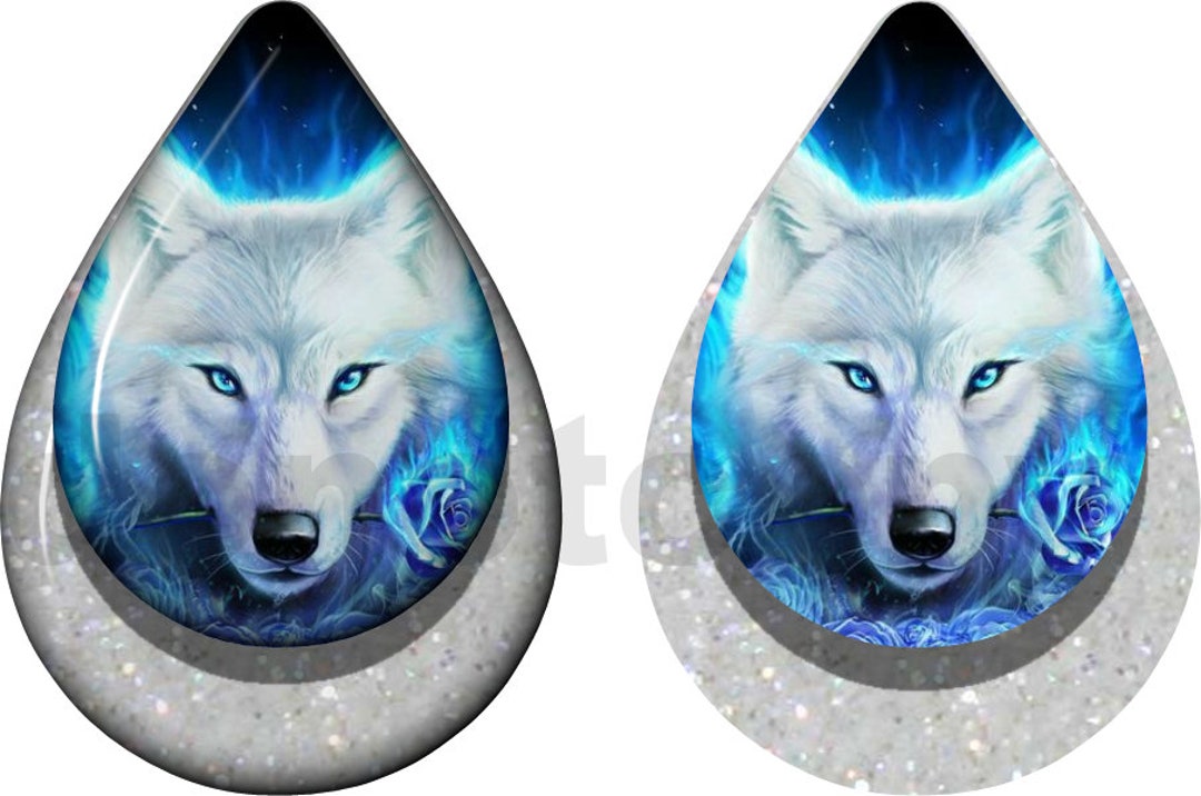 3D Wolf Teardrop Earrings Sublimation Design - Etsy
