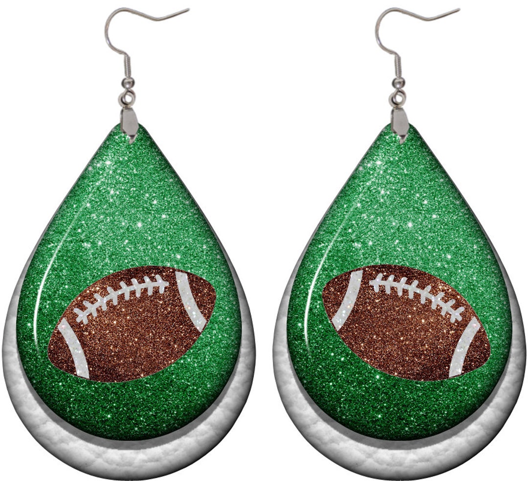 3D Green Football Teardrop Earring Sublimation Design - Etsy