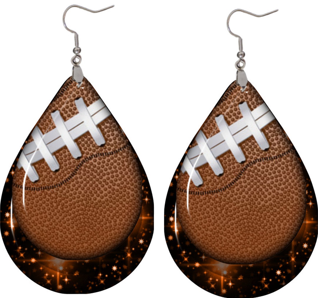 3D Orange and Black Football Teardrop Earring Sublimation Design - Etsy
