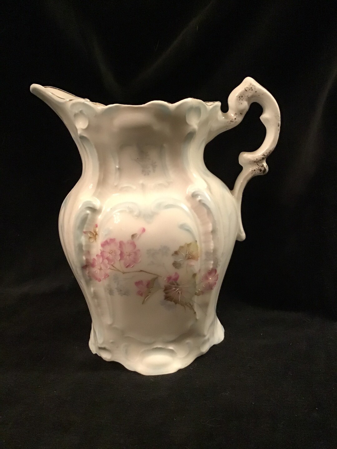 Weimar Germany Handpainted Pink Blue White Floral Porcelain Pitcher ...