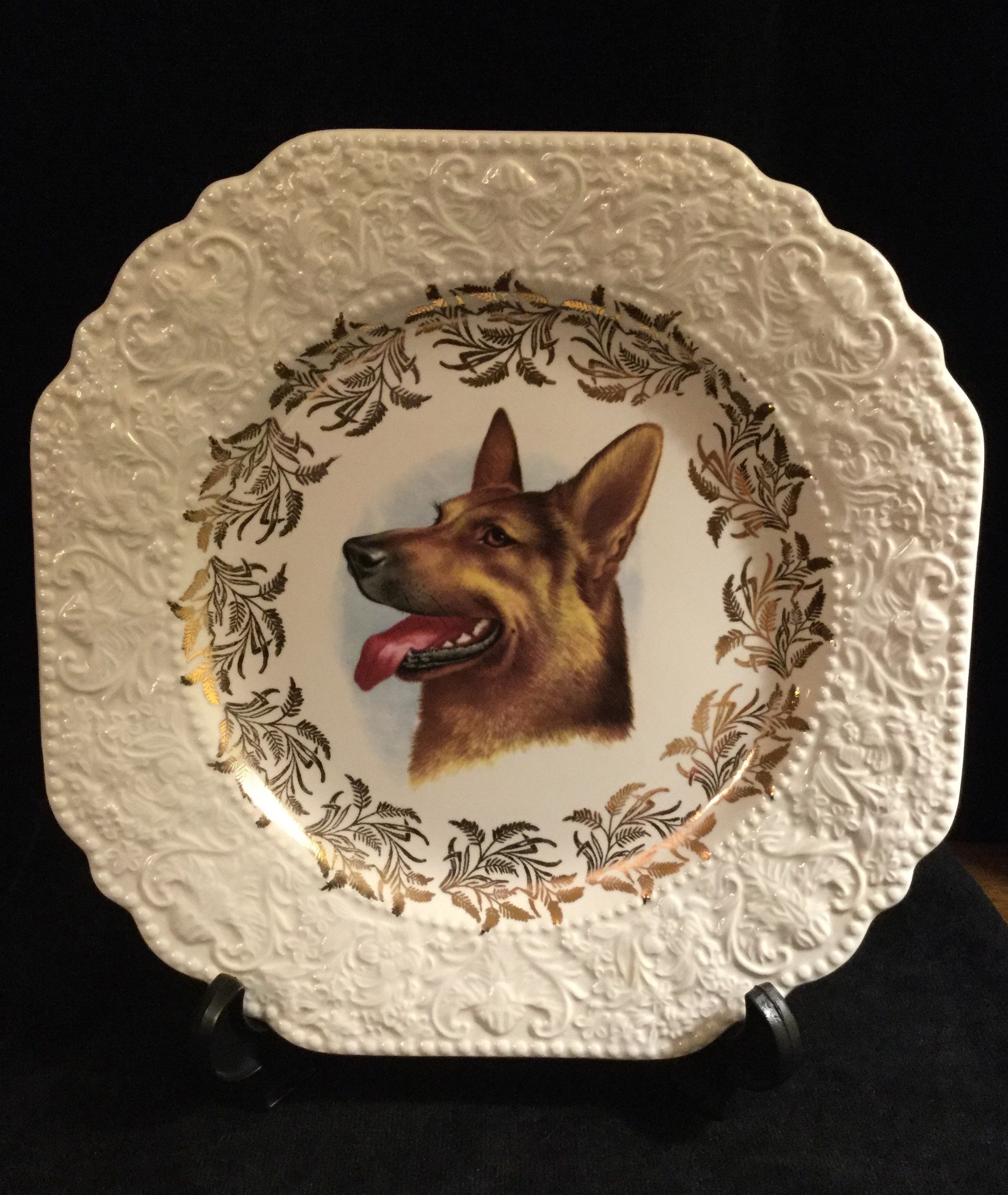 Vintage Plate:Beautiful German Shepherd Hand Decorated Porcelain Plates ...