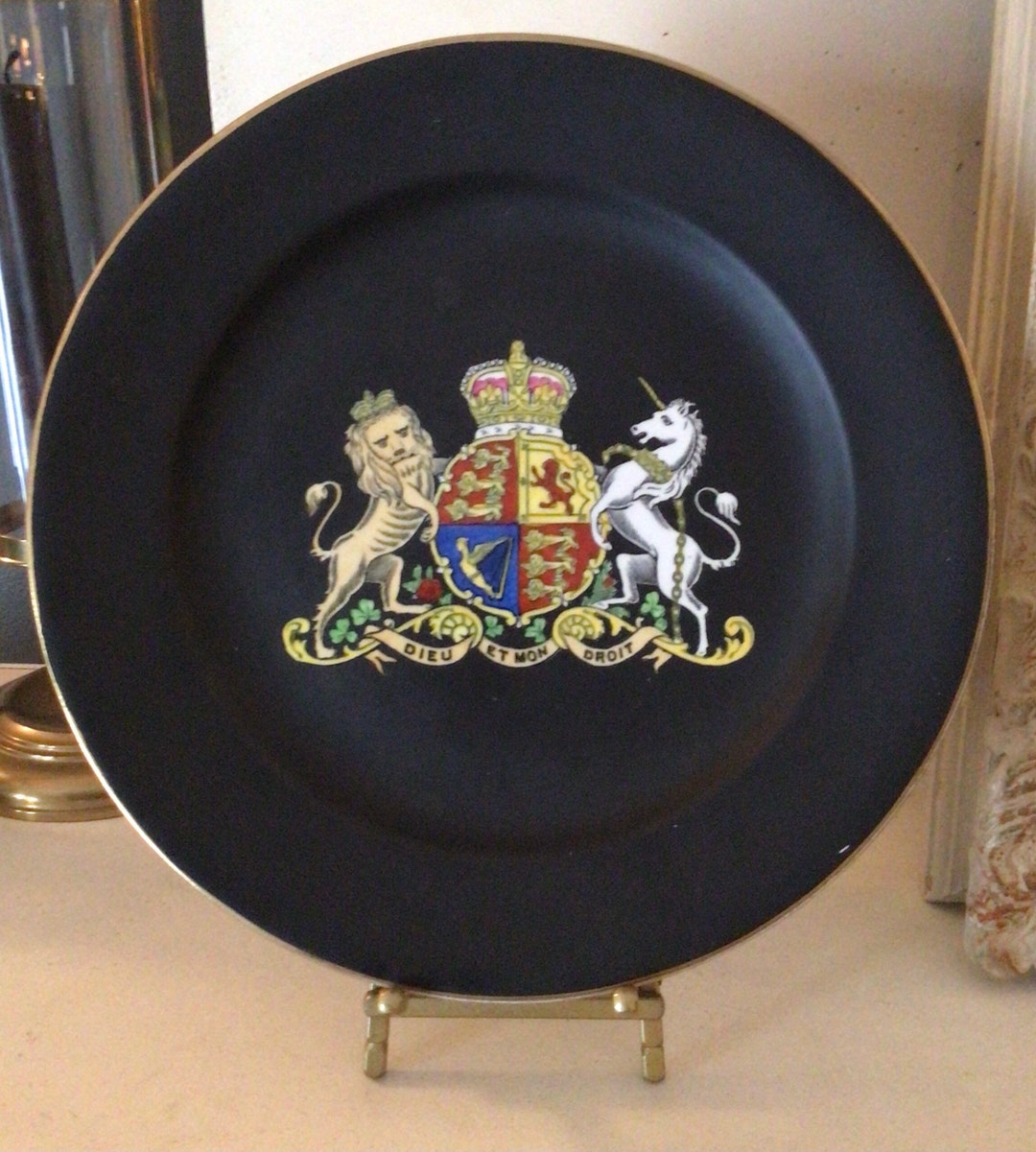 Adams Etruscan Ware Dieu Et Mon Droit Plate Motto of British Monarch - Etsy