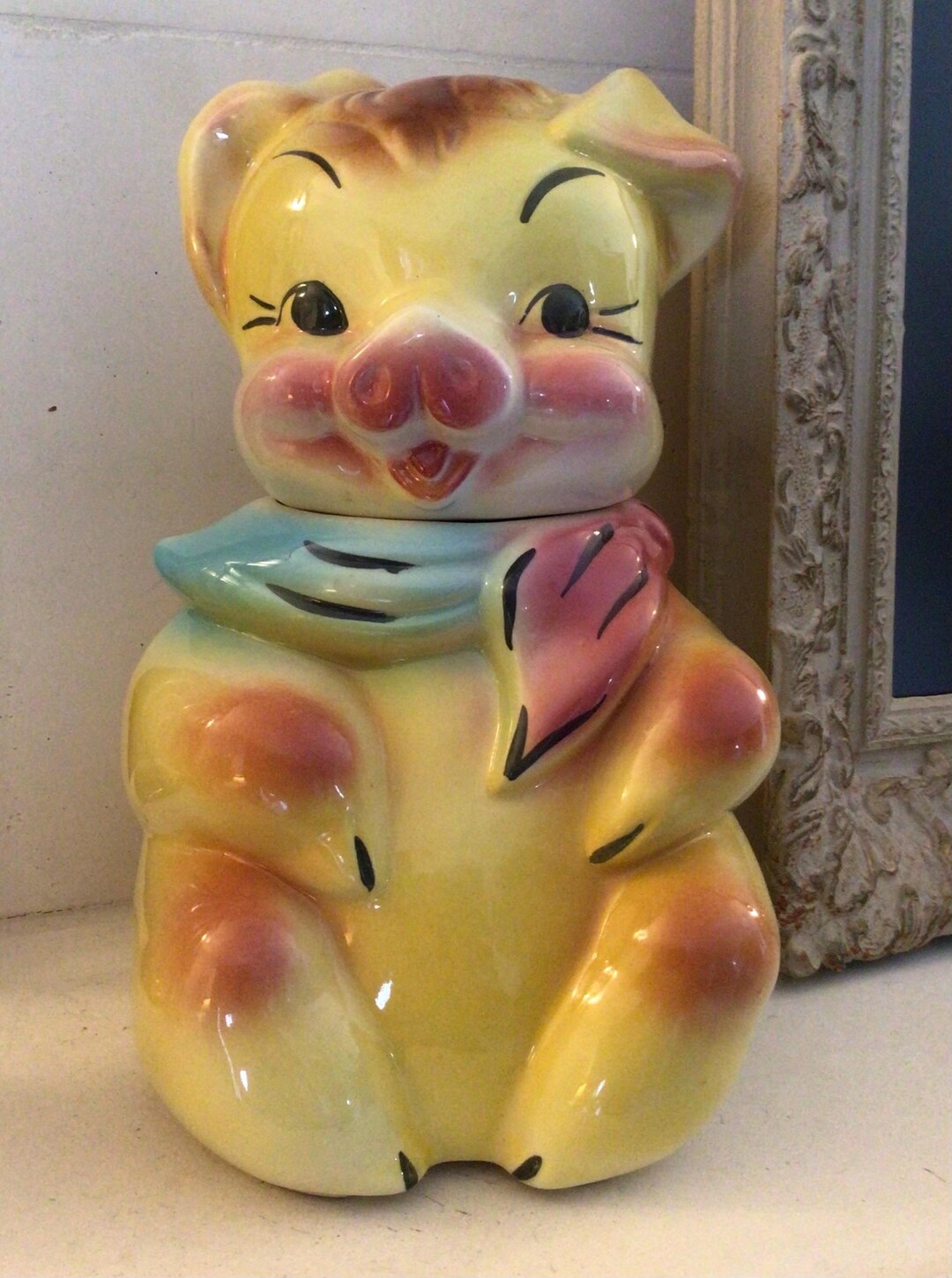 USA Pottery Anthropomorphic Pig Wearing Neck Scarf Cookie Jar - Etsy