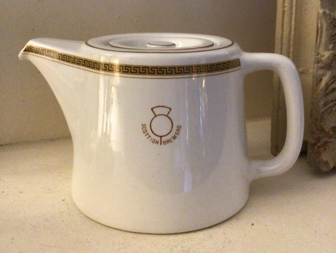 Maddock Vitreous England Scottish Brewers Teapot Black and Gold Greek ...