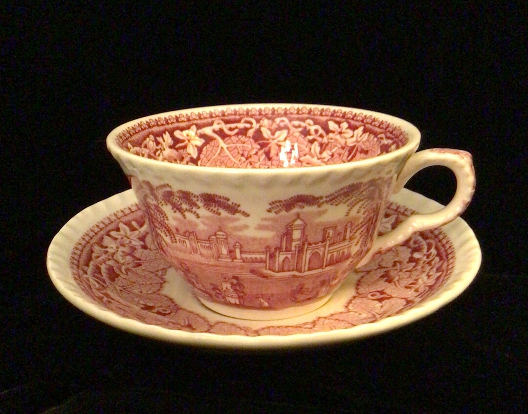 Masons Vista Pink Red Transferware Cup and Saucer - Etsy
