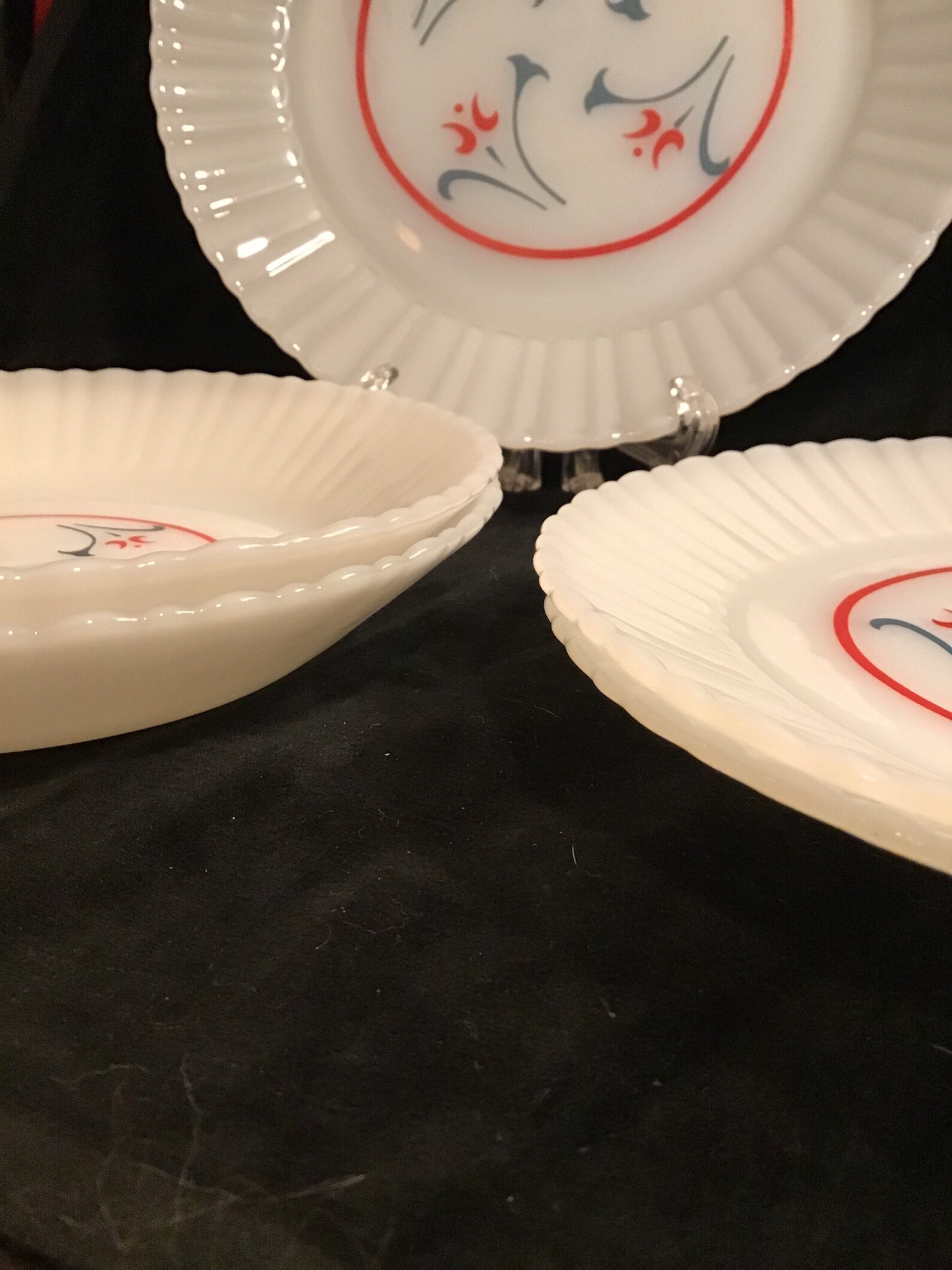 Termocrisa Mexico Milk Glass Blue and Red Dinnerware | Etsy