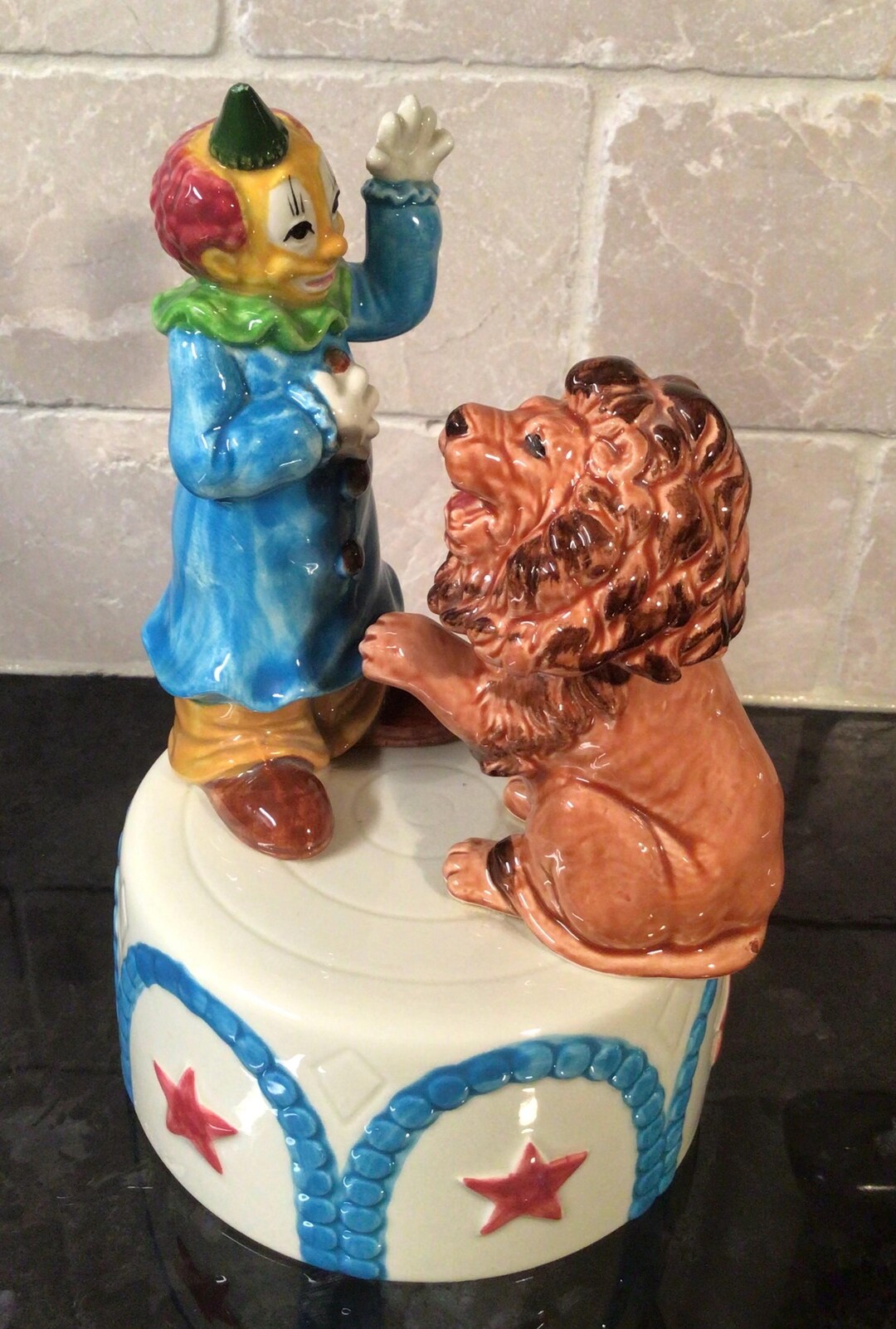 Ceramic Circus Music Box Clown and Lion Entry of the Gladiators - Etsy