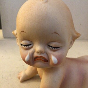 Ceramic Crying Kewpie Doll With Blue Wings - Etsy