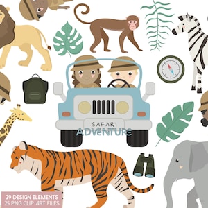 Safari Animal Clipart, Jungle Animals Clipart, Safari Birthday, Jungle ...