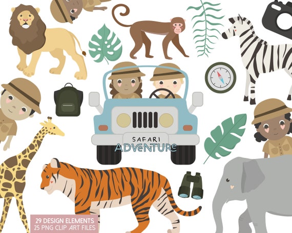 Safari Animal Clipart Jungle Animals Clipart Safari - Etsy UK