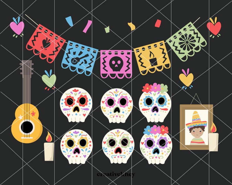 Day of the Dead Clipart, Dia De Los Muertos Clipart, Sugar Skull ...