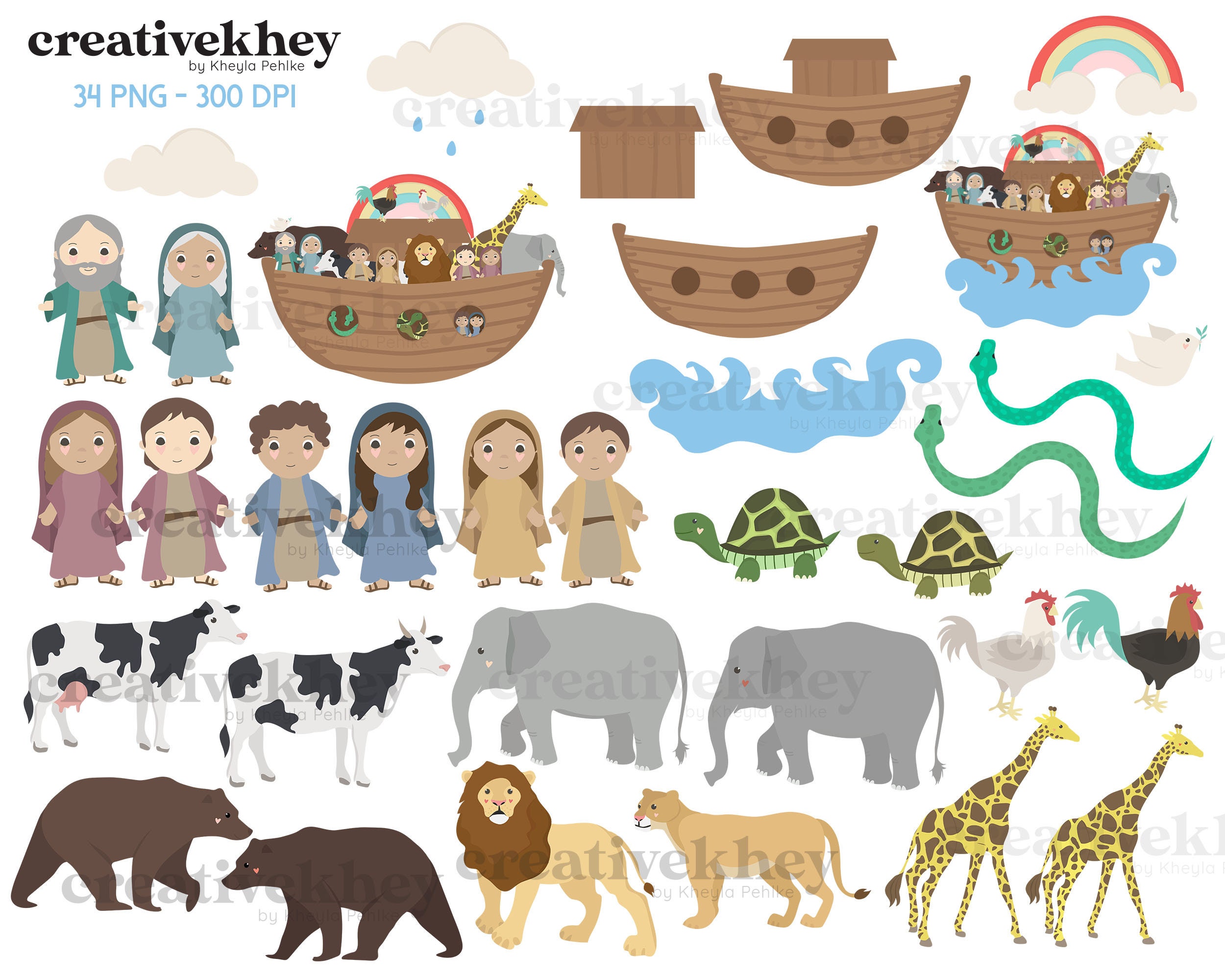 Noahs Ark Clipart, Noah's Ark PNG, Bible Clipart, Bible Characters ...