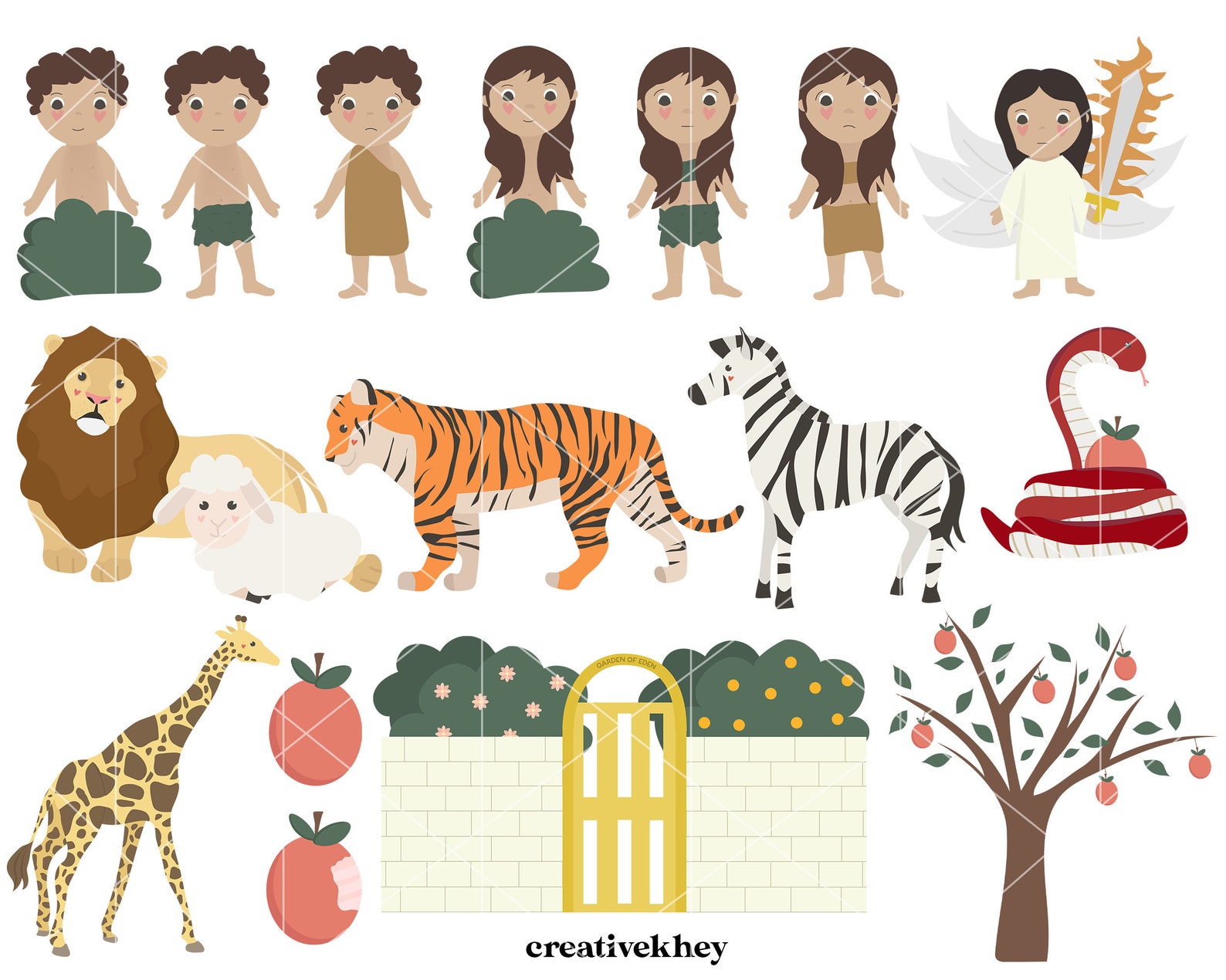 Adam and Eve Clipart, Garden of Eden Clipart, Tree of Knowledge, Bible ...