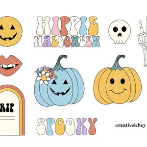 Hippie Halloween Clipart, Groovy Halloween Clipart, 60's Clipart, Retro ...