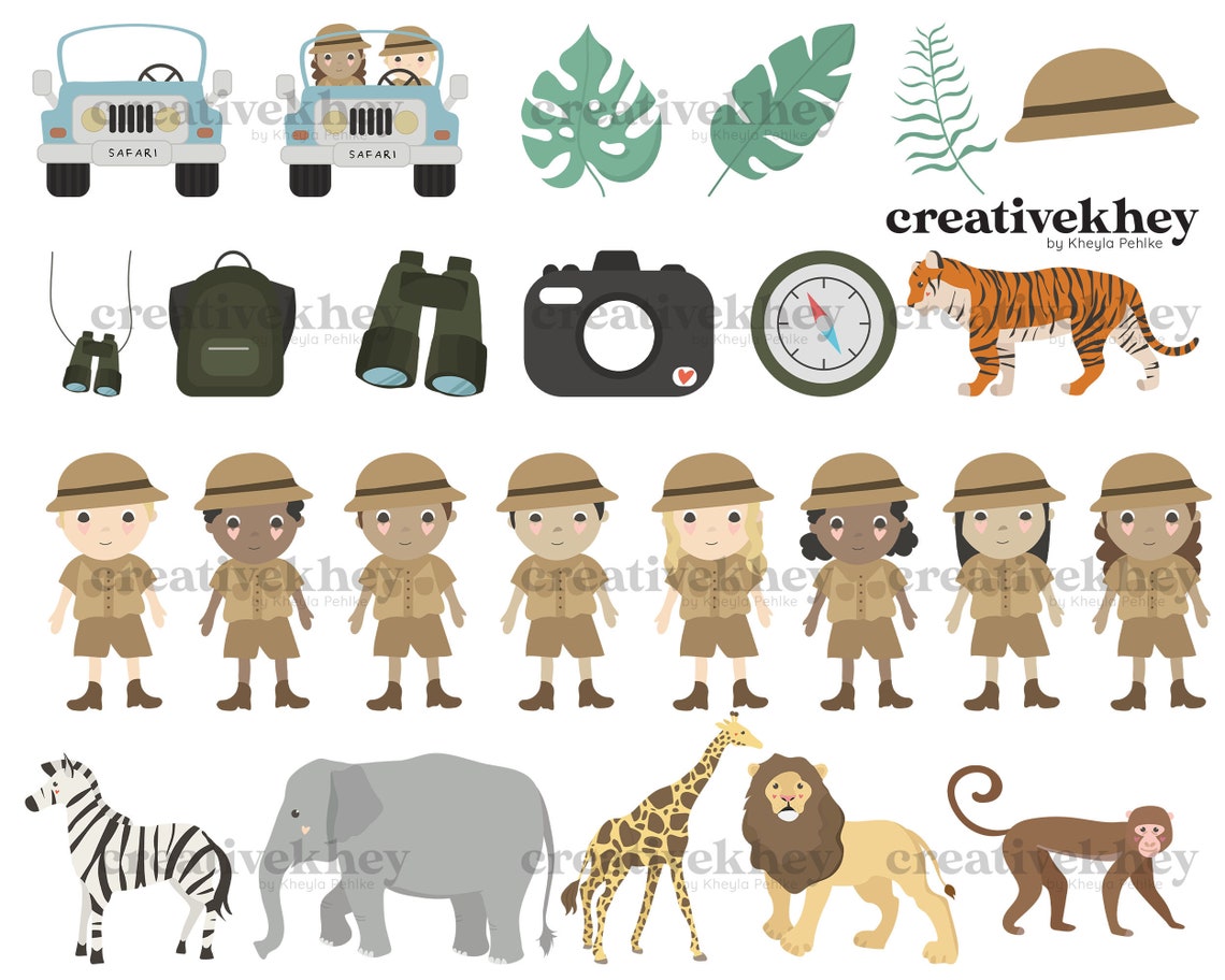 Safari Animal Clipart, Jungle Animals Clipart, Safari Birthday, Jungle ...