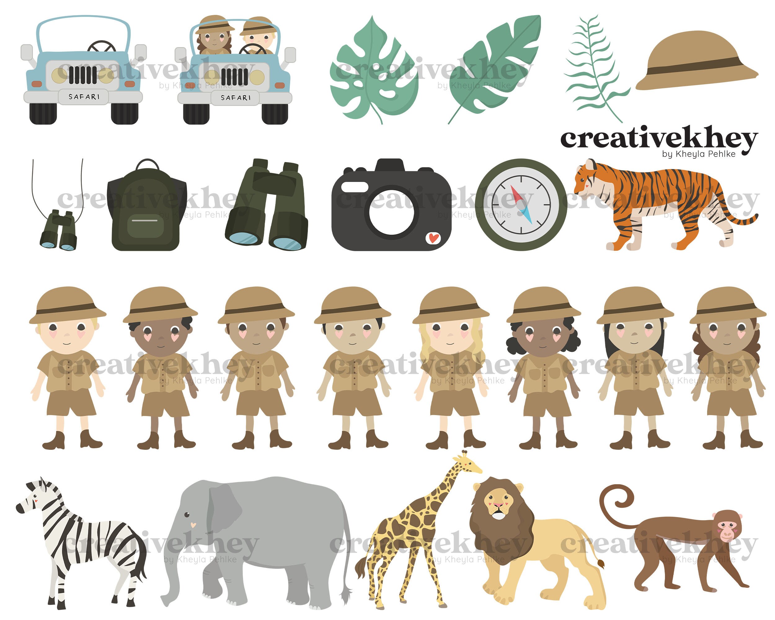 Safari Animal Clipart, Jungle Animals Clipart, Safari Birthday, Jungle ...