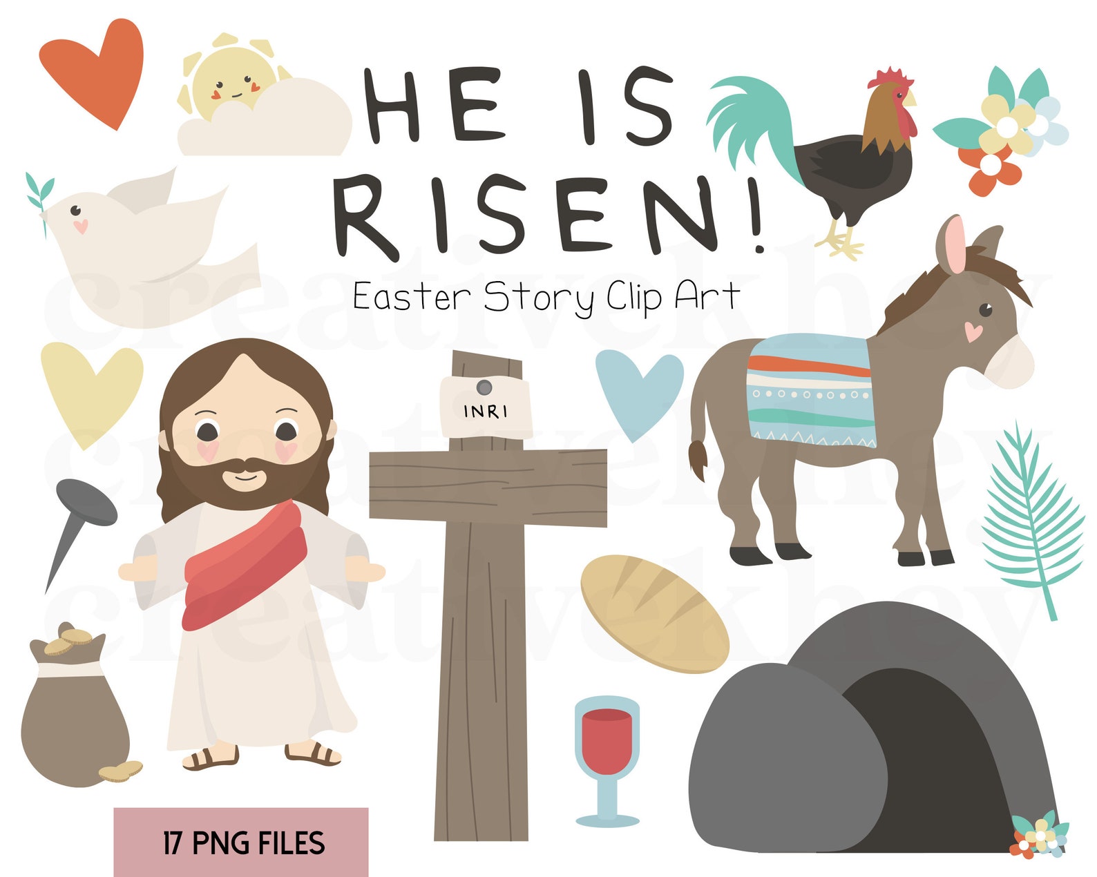 Christian Easter Clip Art Easter Jesus Clipart Easter | Etsy