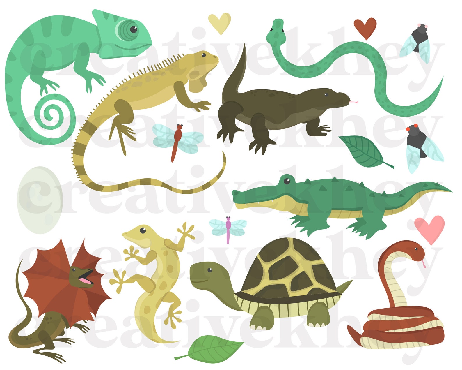 Reptiles Clipart, Reptiles PNG, Komodo Dragon Clipart, Iguana Clipart ...