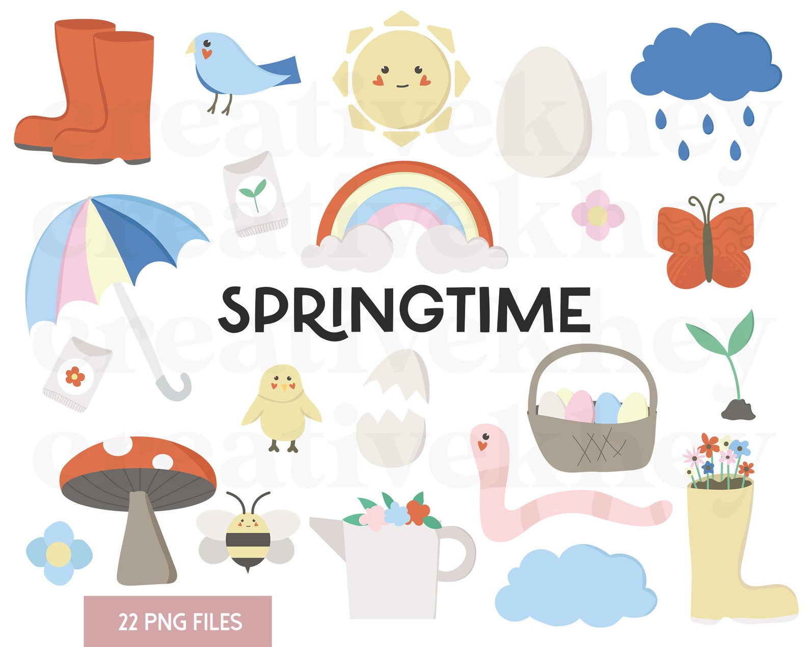Springtime Clip Art, Springtime PNG. Spring Clipart Set, Nature Clip ...