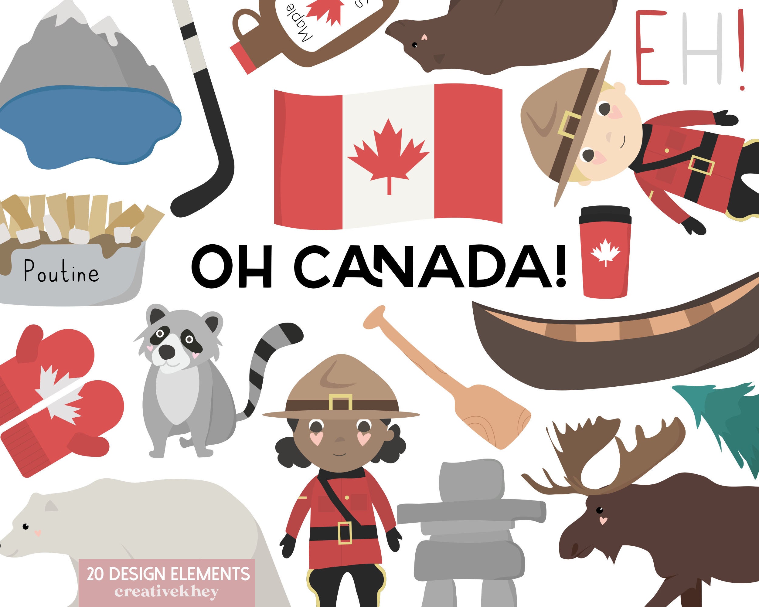 Canada Travel Clipart, Canada Day Clipart, Mountie, Toronto, Vancouver ...