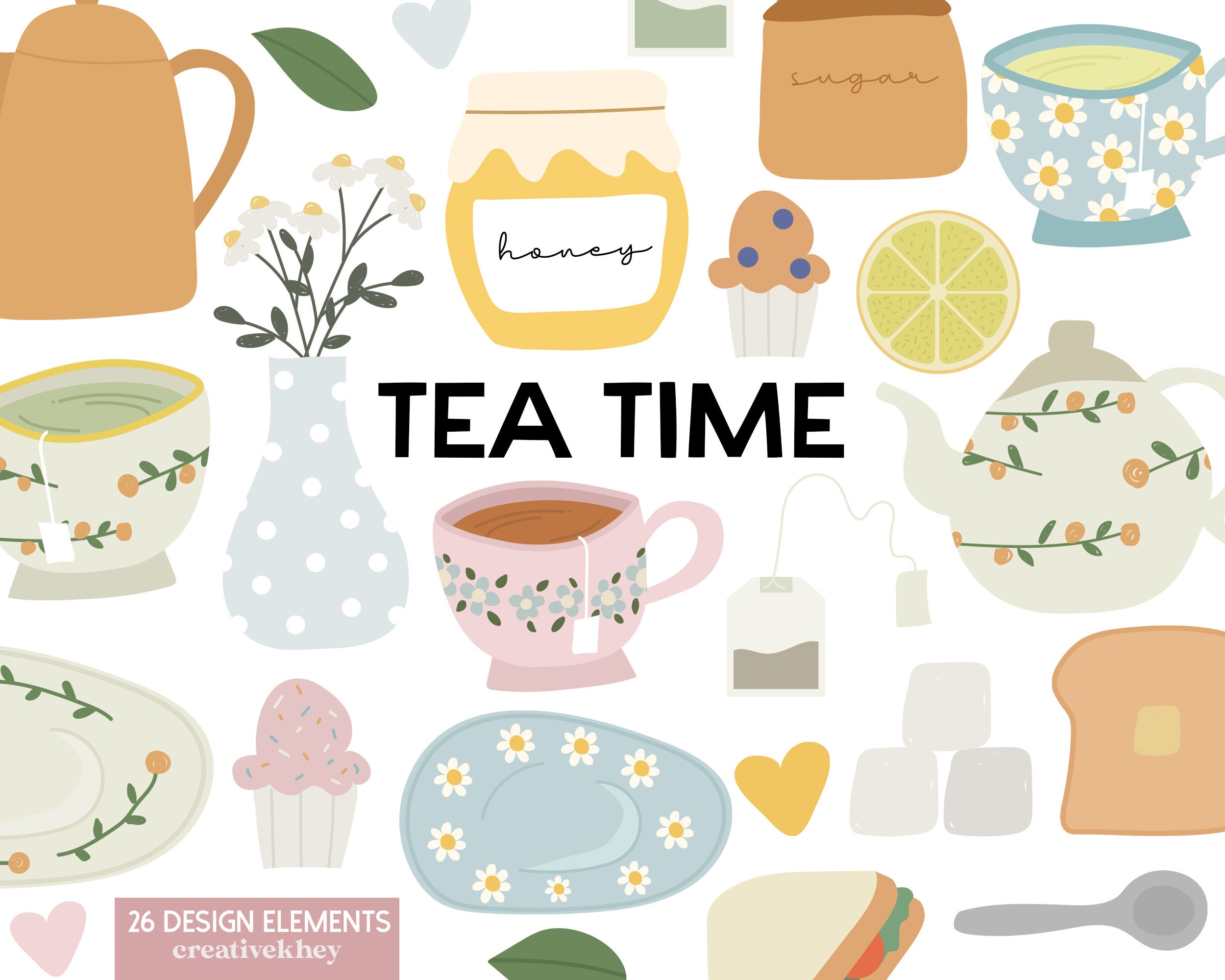 Tea Time Clipart, Tea Party Clipart, Tea Illustrations, Tea PNG - Etsy ...