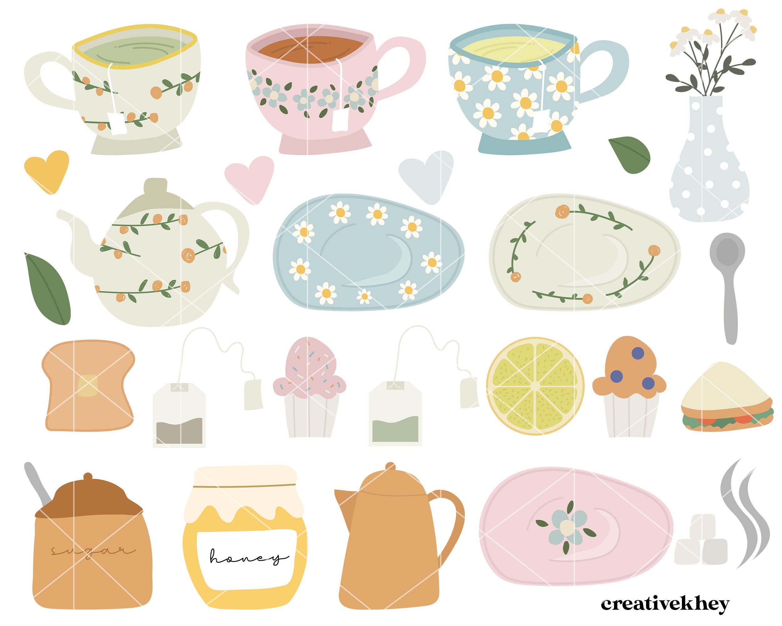 Tea Time Clipart Tea Party Clipart Tea Illustrations Tea - Etsy Australia