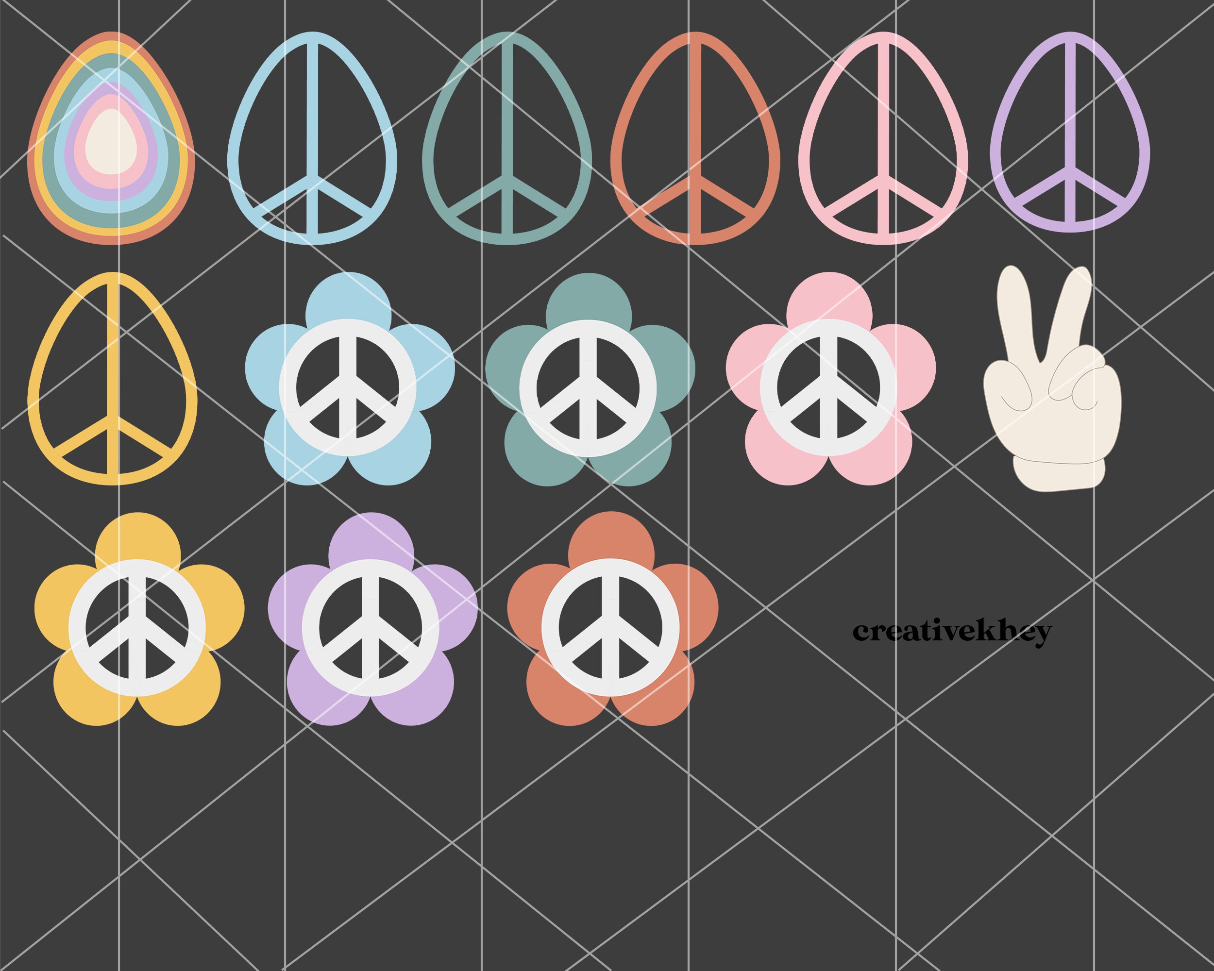 Retro Easter Clipart, Hippie Easter, Groovy Easter Clipart, Cute Easter ...