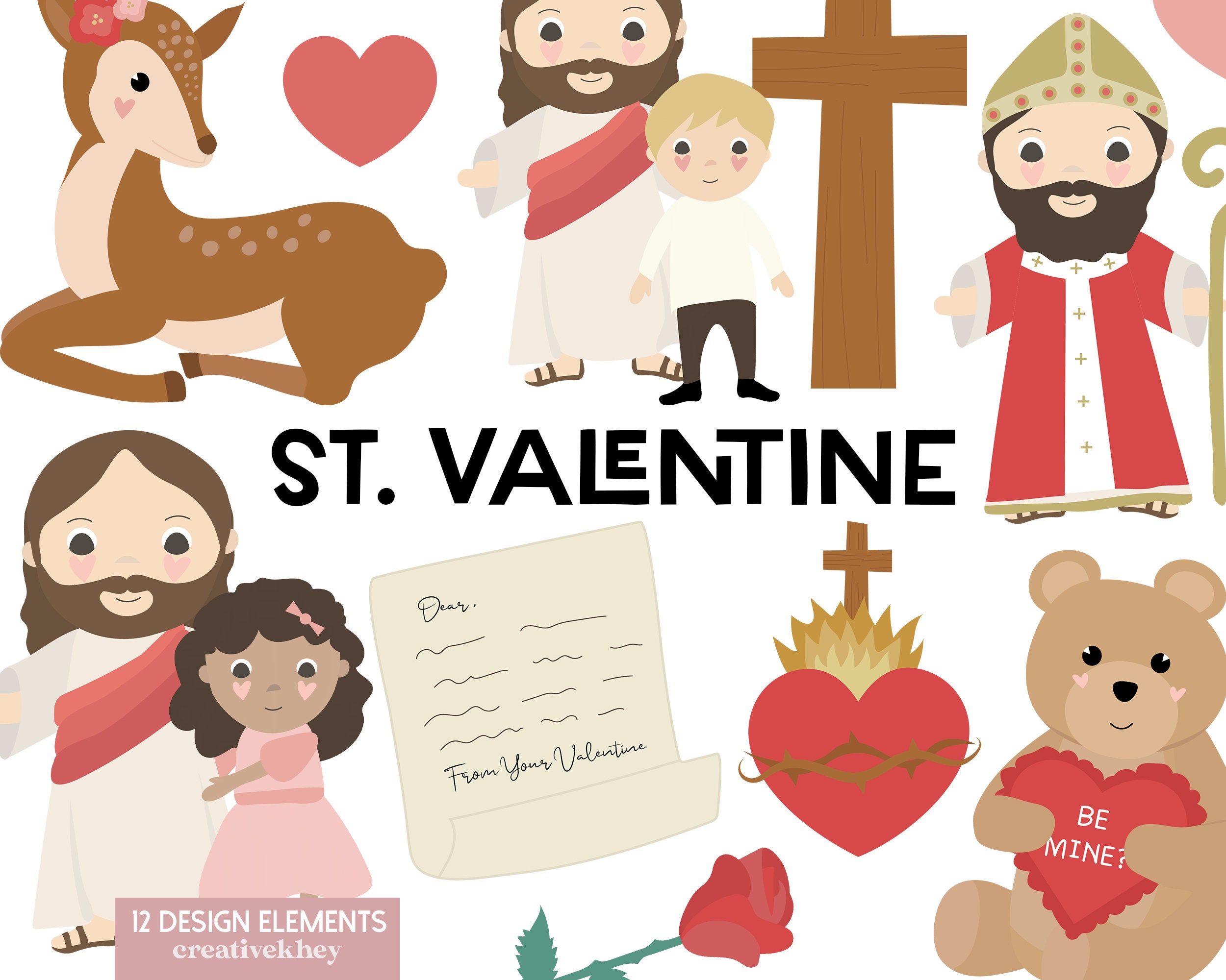 St Valentine Clipart, Religious Valentine Clipart, Sacred Heart of ...