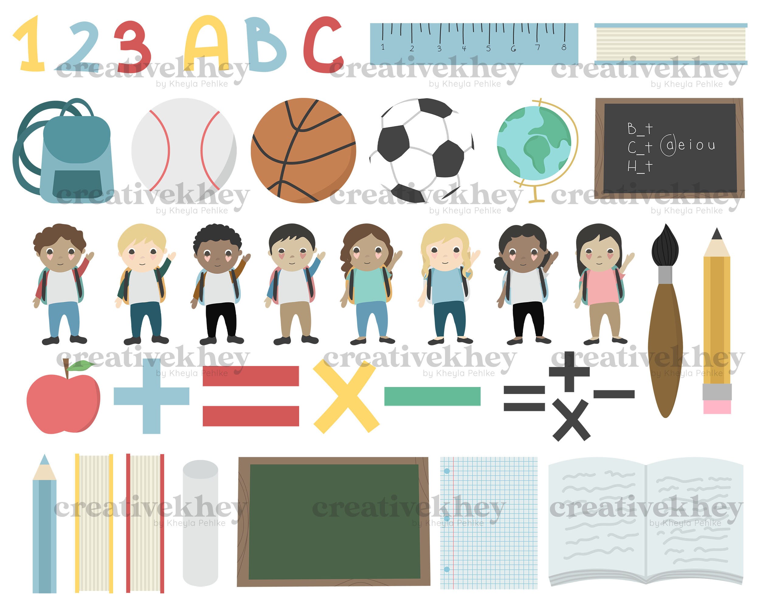 Back to School Png, School Doodle Clipart, School Digital Paper ...