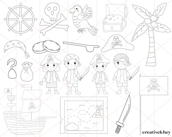 Cute Pirate Clip Art Black And White