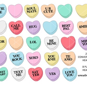 Candy Heart Clipart, Conversation Heart Clip Art, Valentines Day ...