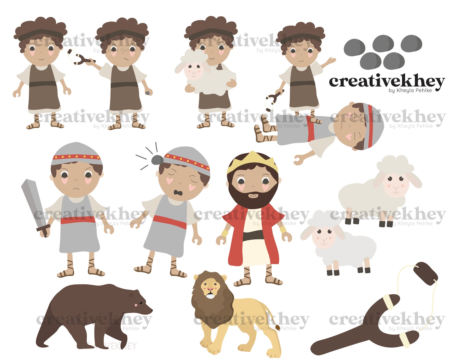 David and Goliath Clipart, Bible Story Clipart, Sunday School Clipart ...